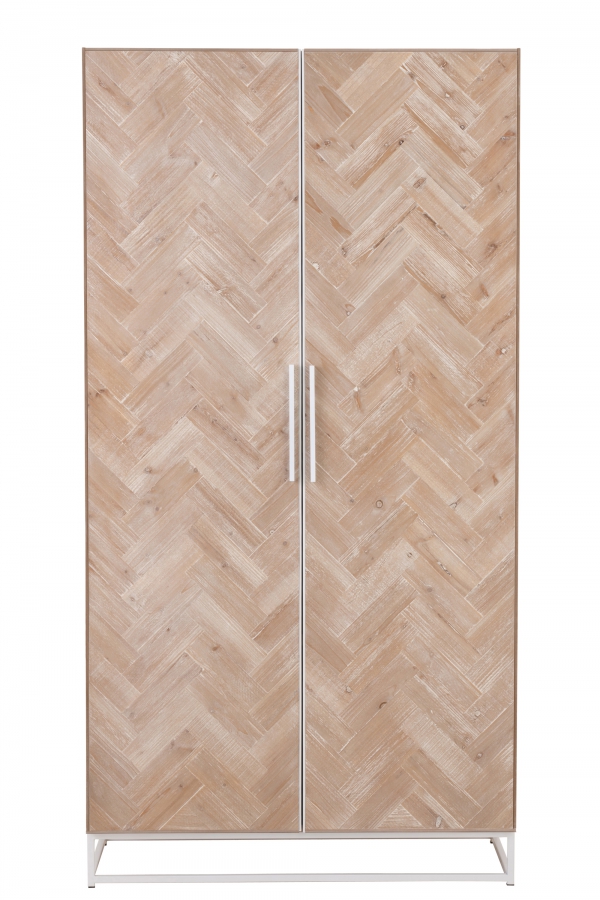 Armoire 2 Portes Bois Métal Zig Zag J-Line Jolipa Deco Campagne Chic