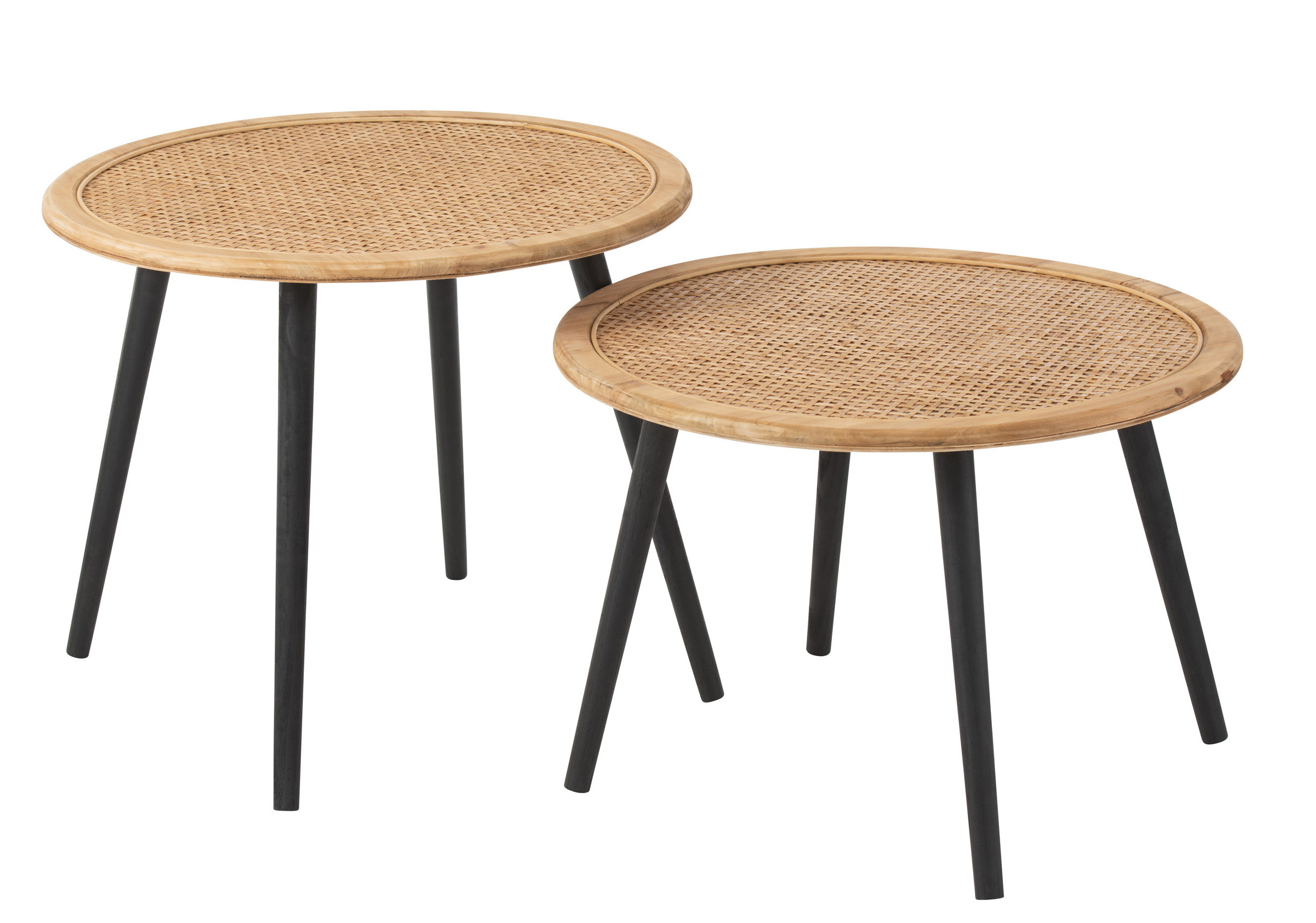 S/2 Tables Gigognes Bamboo Naturel Jline Jolipa Deco Campagne Chic