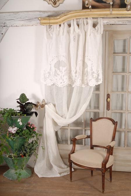 Rideau St Paterne Blanc 130x300Coquecigrues Shabby Chic