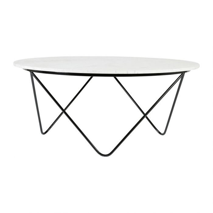 Table Basse Pasea Métal Noir Marbre Blanc Coté Table Deco Campagne Chic